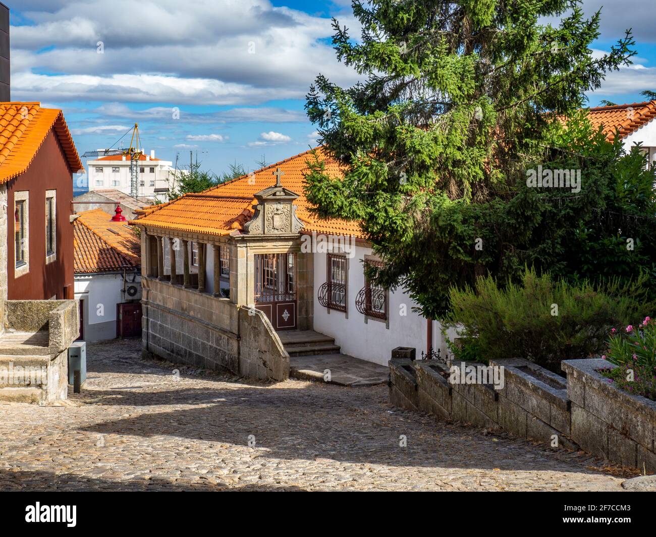 Guarda , Portugal; August 2020: View of one of the manor houses of the ...