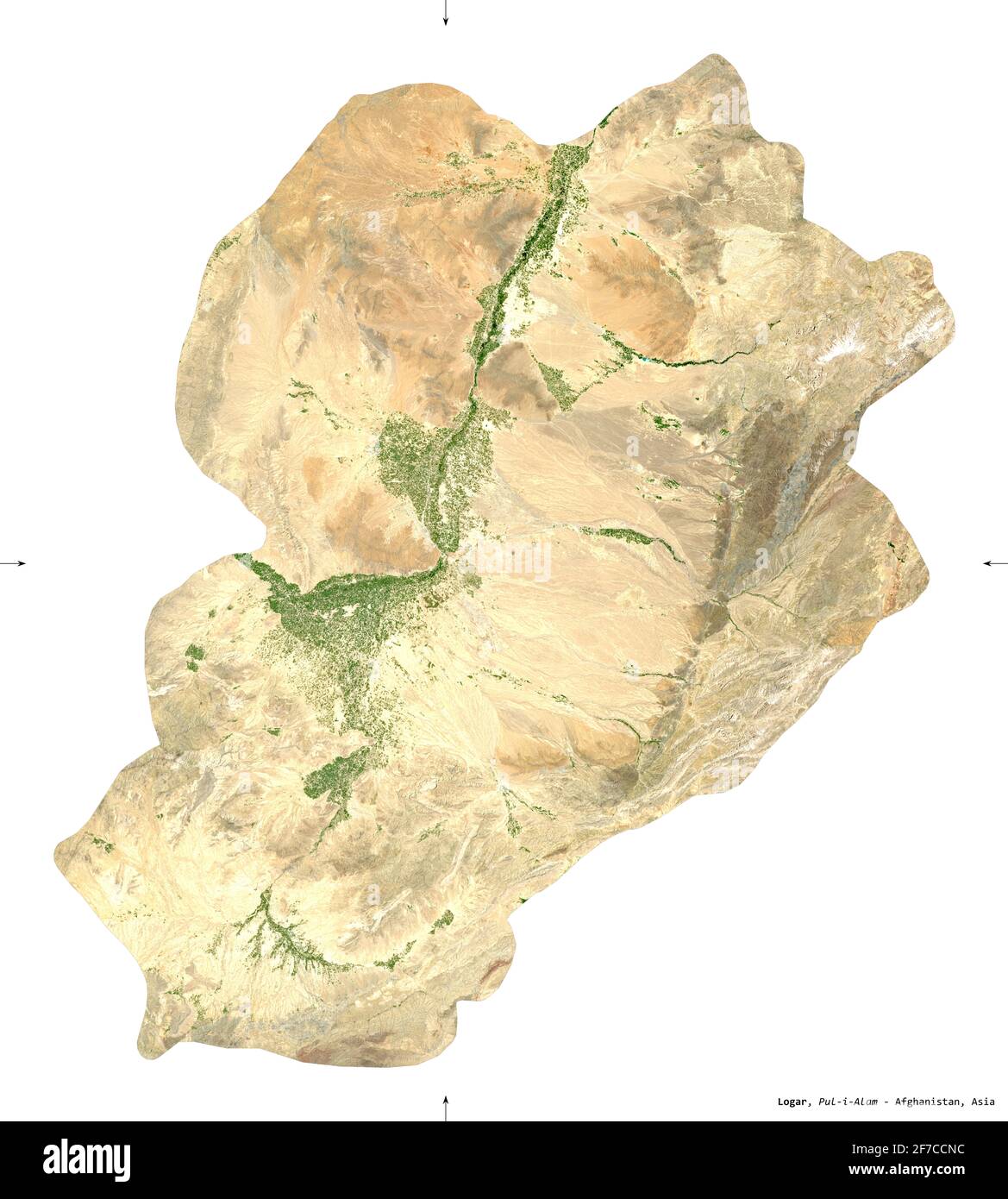 Logar, province of Afghanistan. Sentinel-2 satellite imagery. Shape ...
