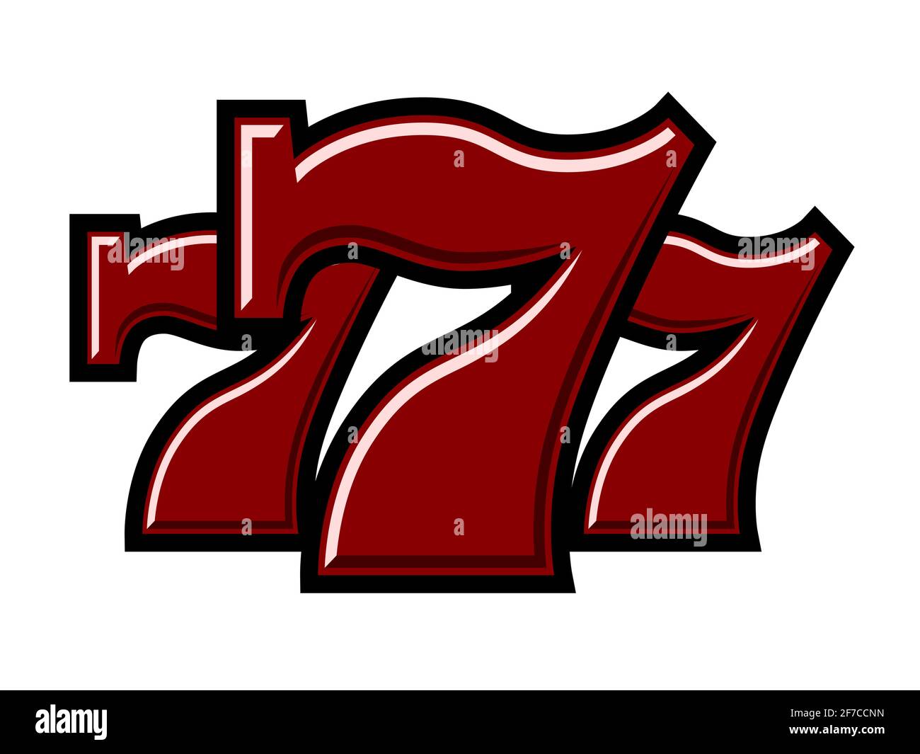 Triple Lucky Sevens red on white background vector illustration Stock ...
