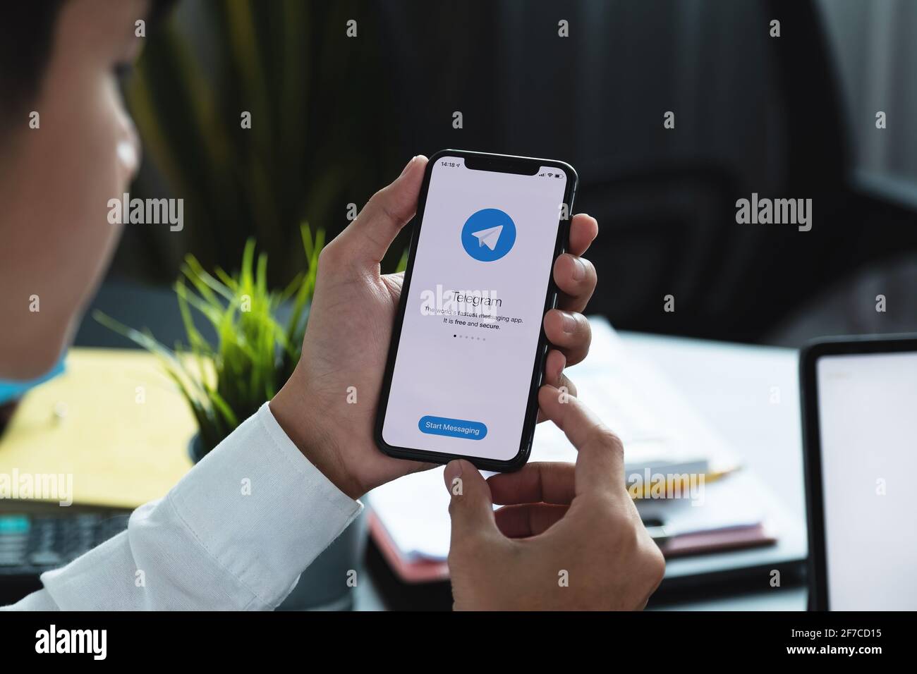 Telegram app on cellphone hi-res stock photography and images - Alamy