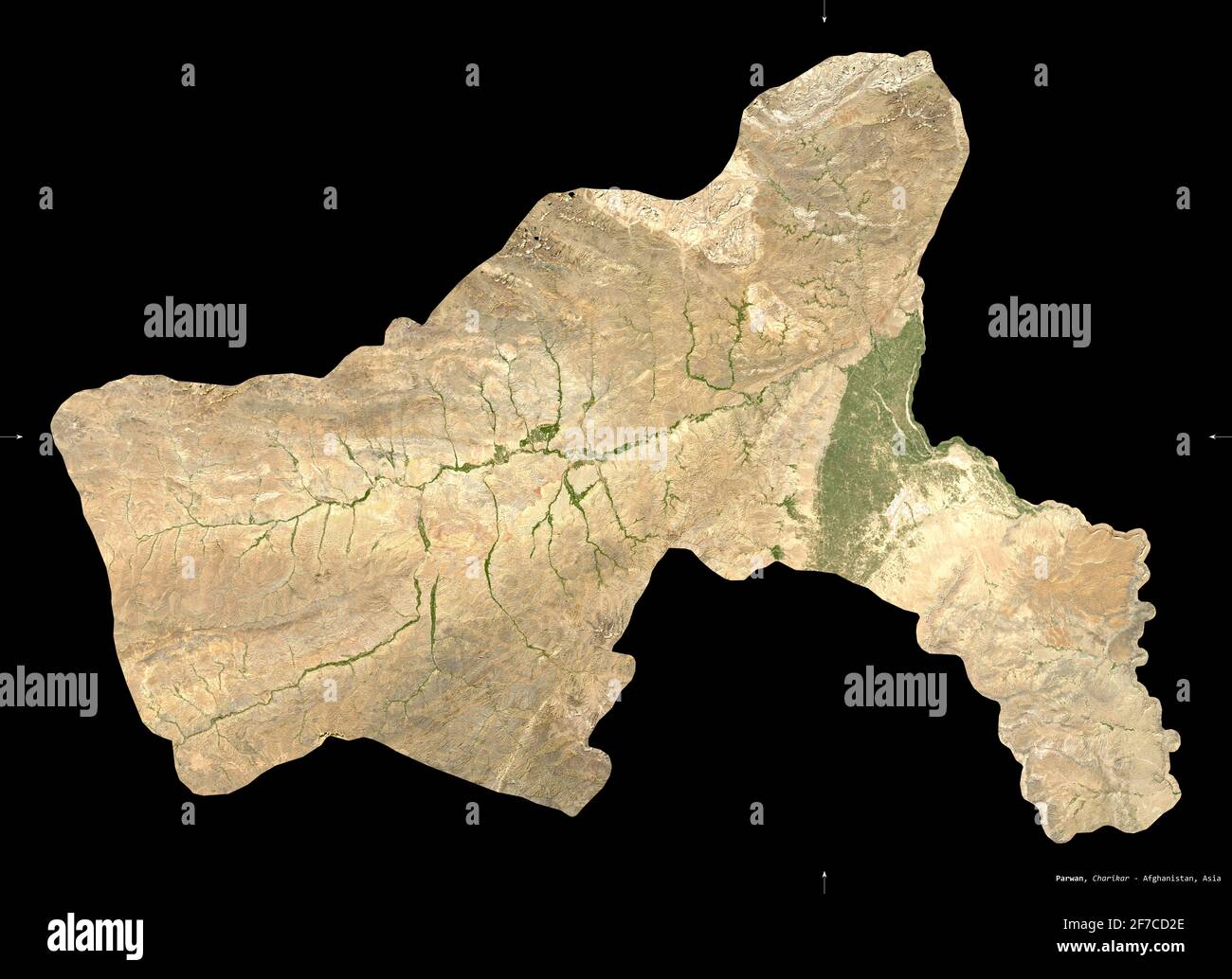 Parwan, province of Afghanistan. Sentinel-2 satellite imagery. Shape ...