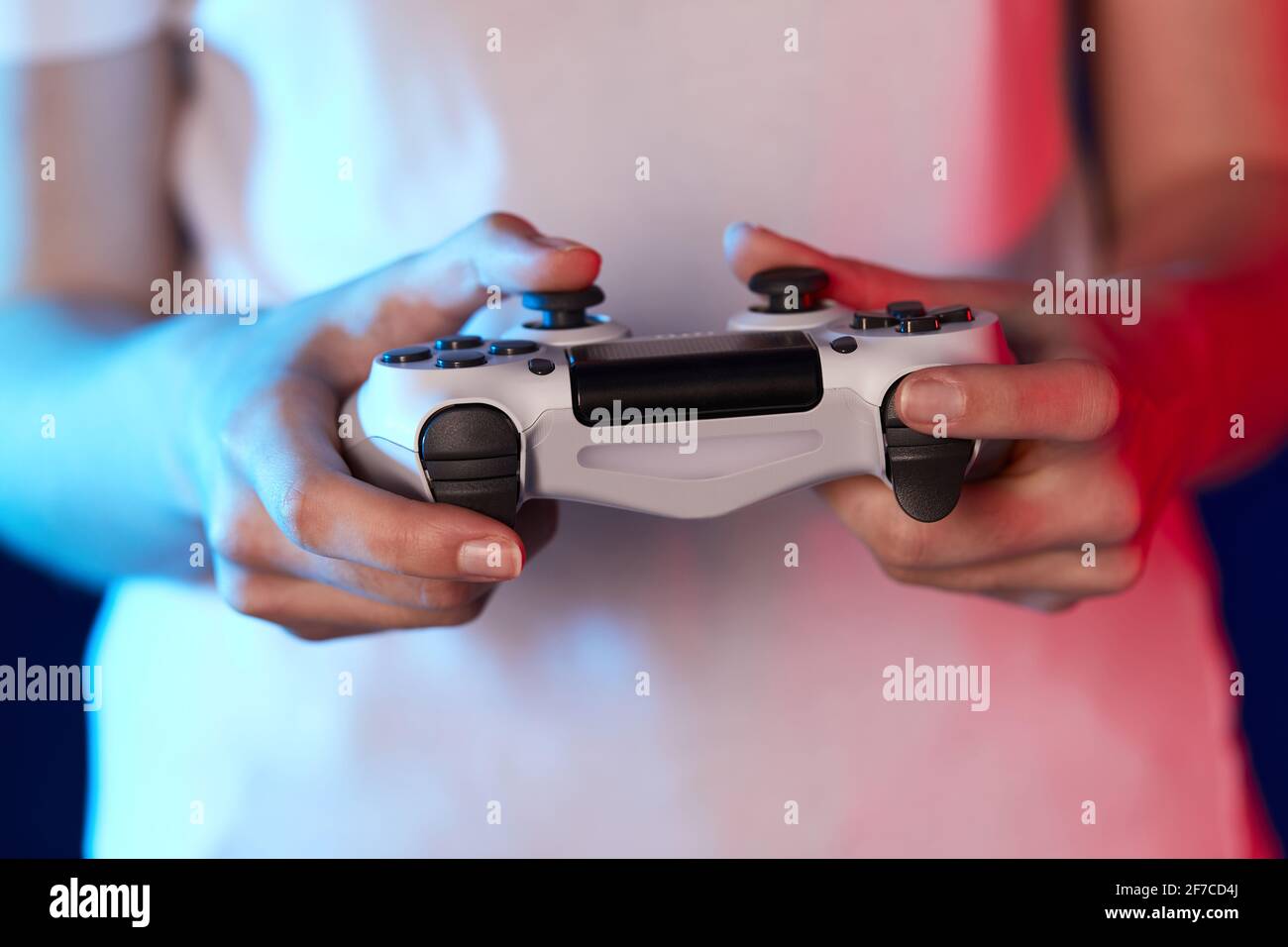 female hands playing video games on the console Stock Photo - Alamy
