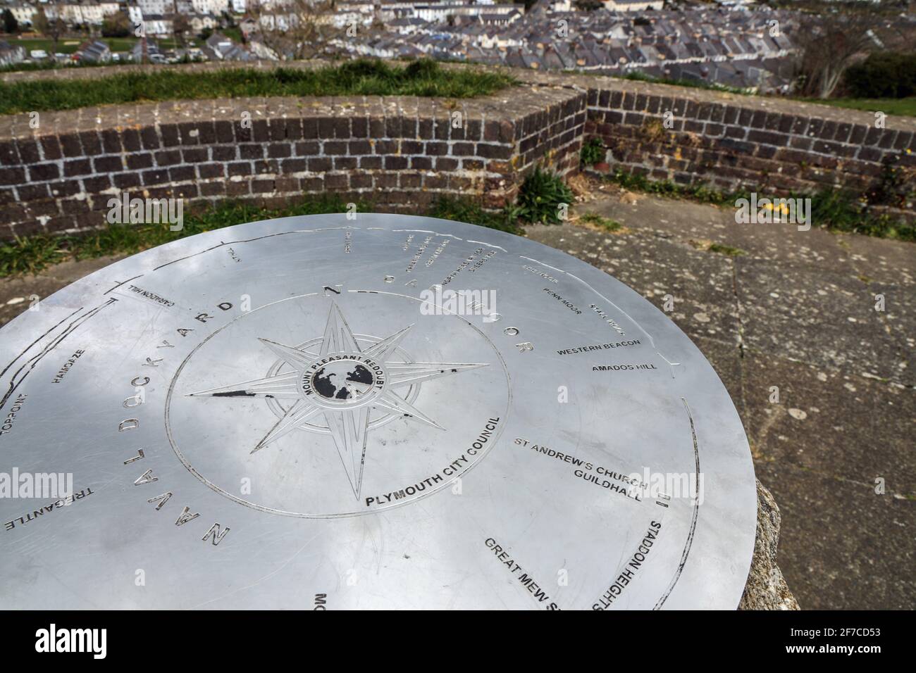 Sights to see are pointed out on a metal disc at the Mount Pleasant ...