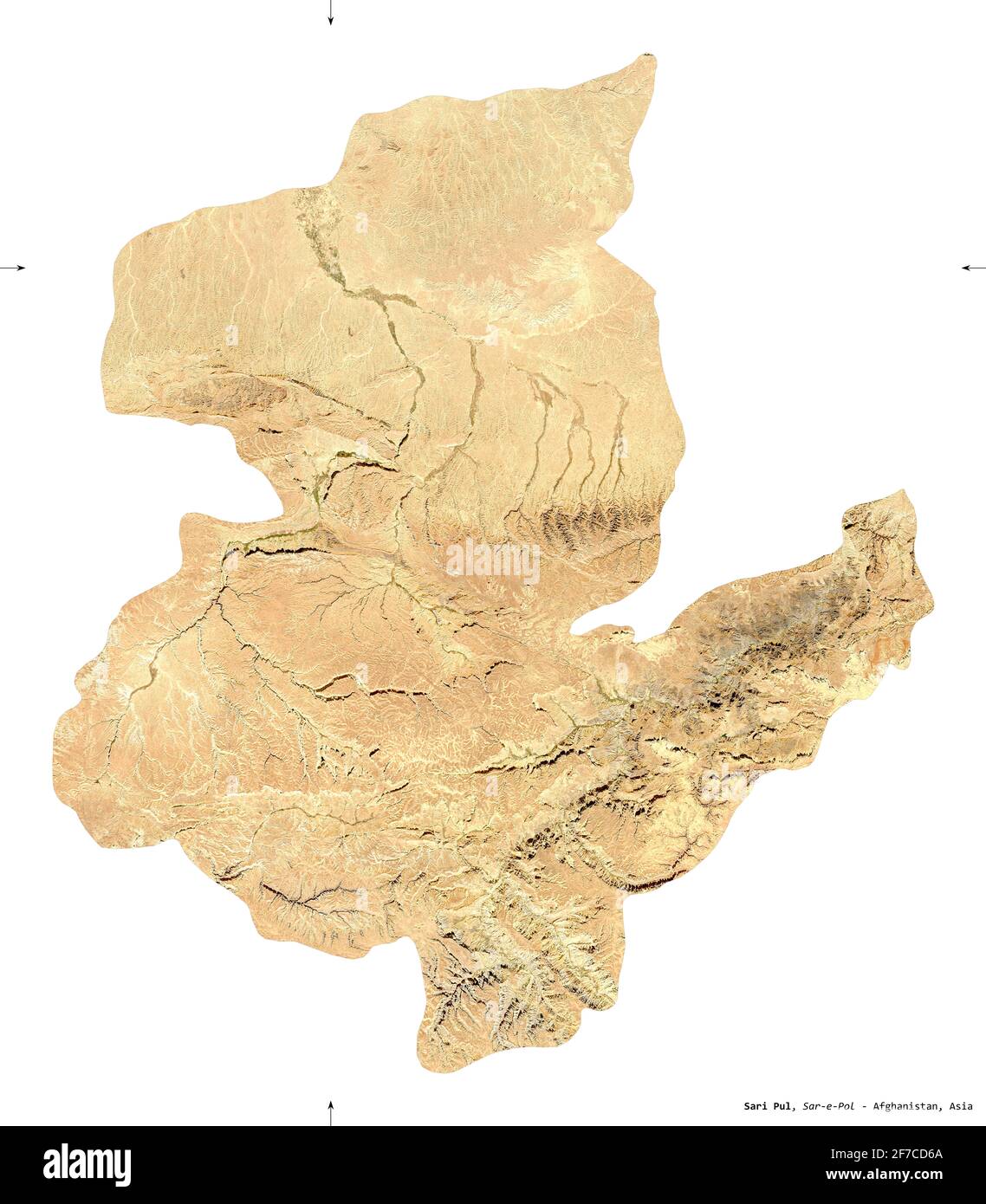 Sari Pul, province of Afghanistan. Sentinel-2 satellite imagery. Shape ...