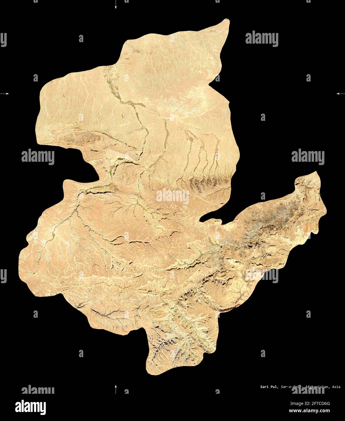 Sari Pul, province of Afghanistan. Sentinel-2 satellite imagery. Shape ...