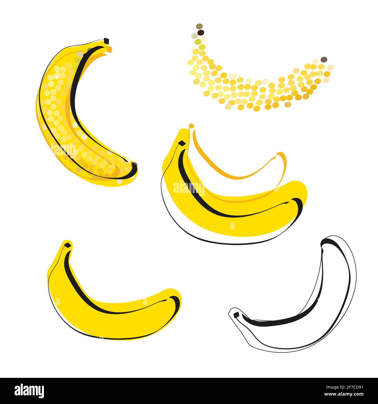 Banana symbol logo silhouette outline and yellow color isolated on ...