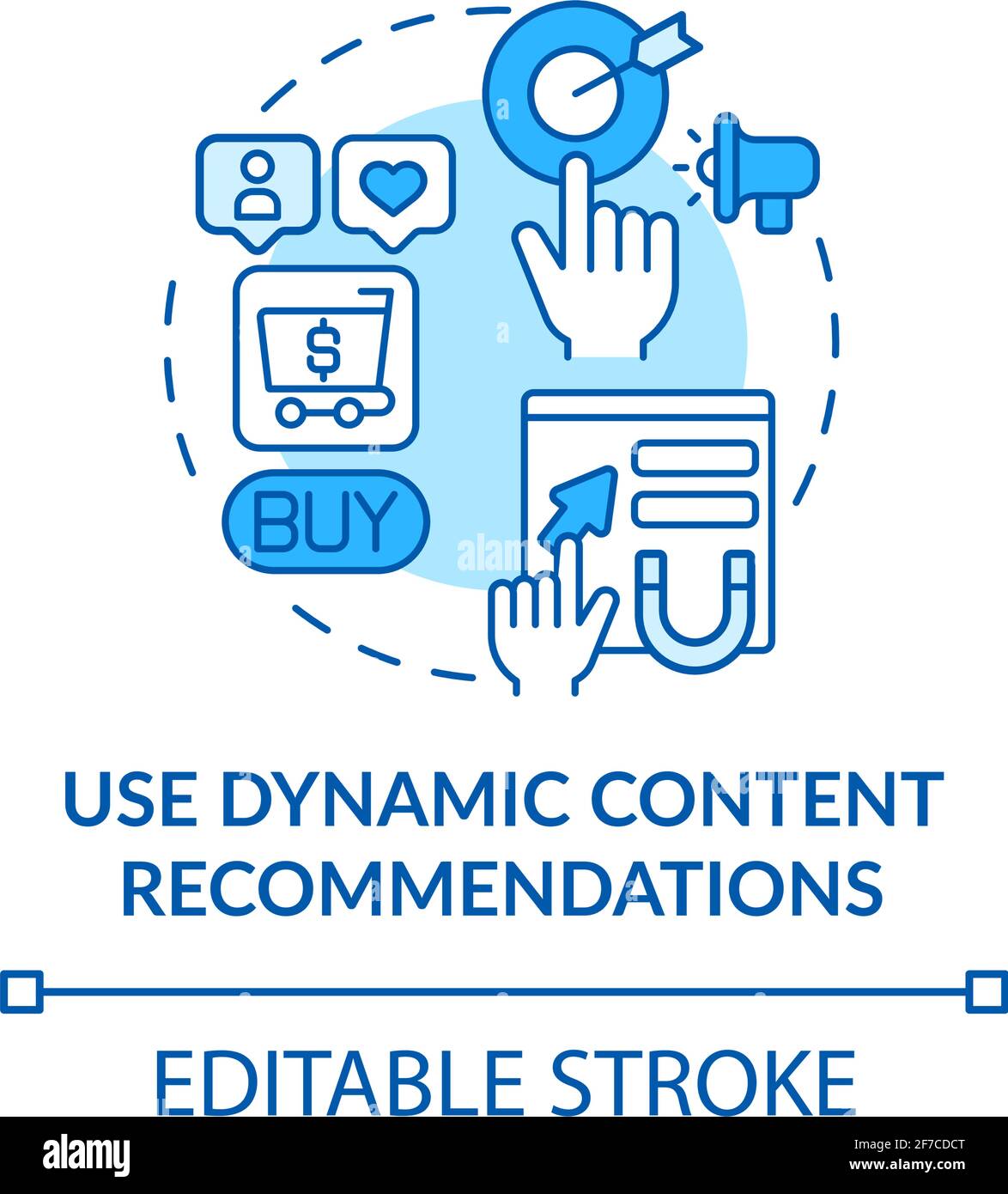 Use dynamic recommendations blue concept icon Stock Vector Image & Art ...