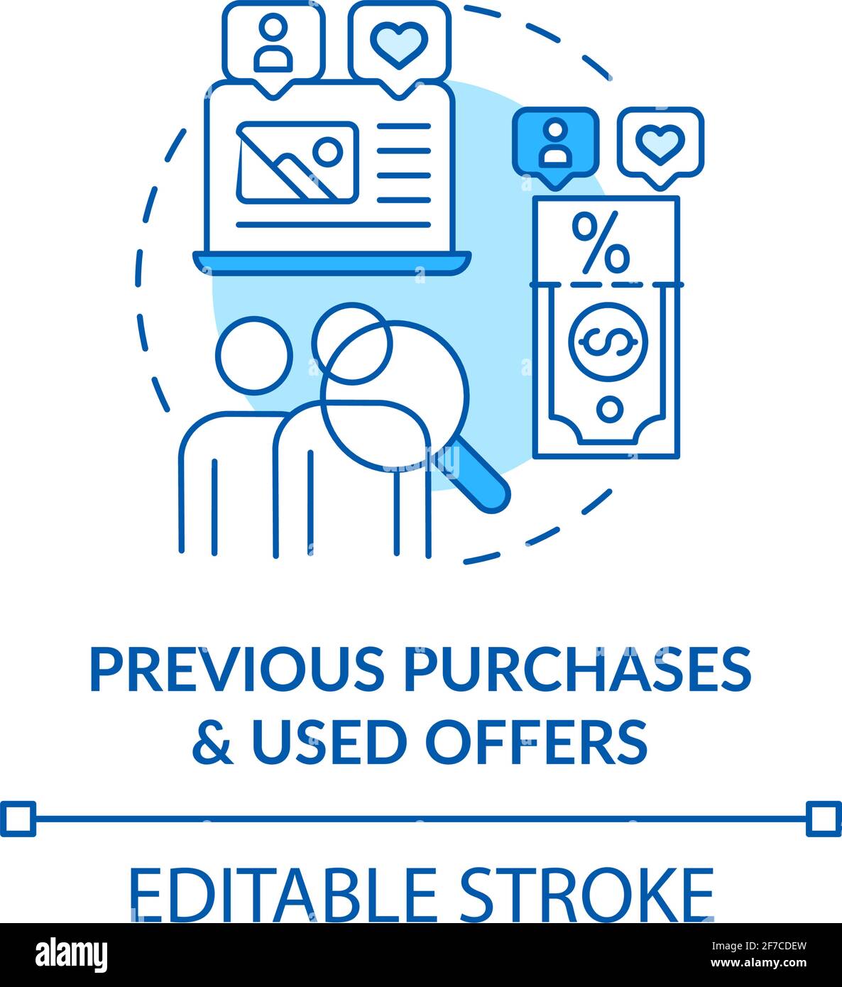 Previous purchases and used offers blue concept icon Stock Vector Image ...