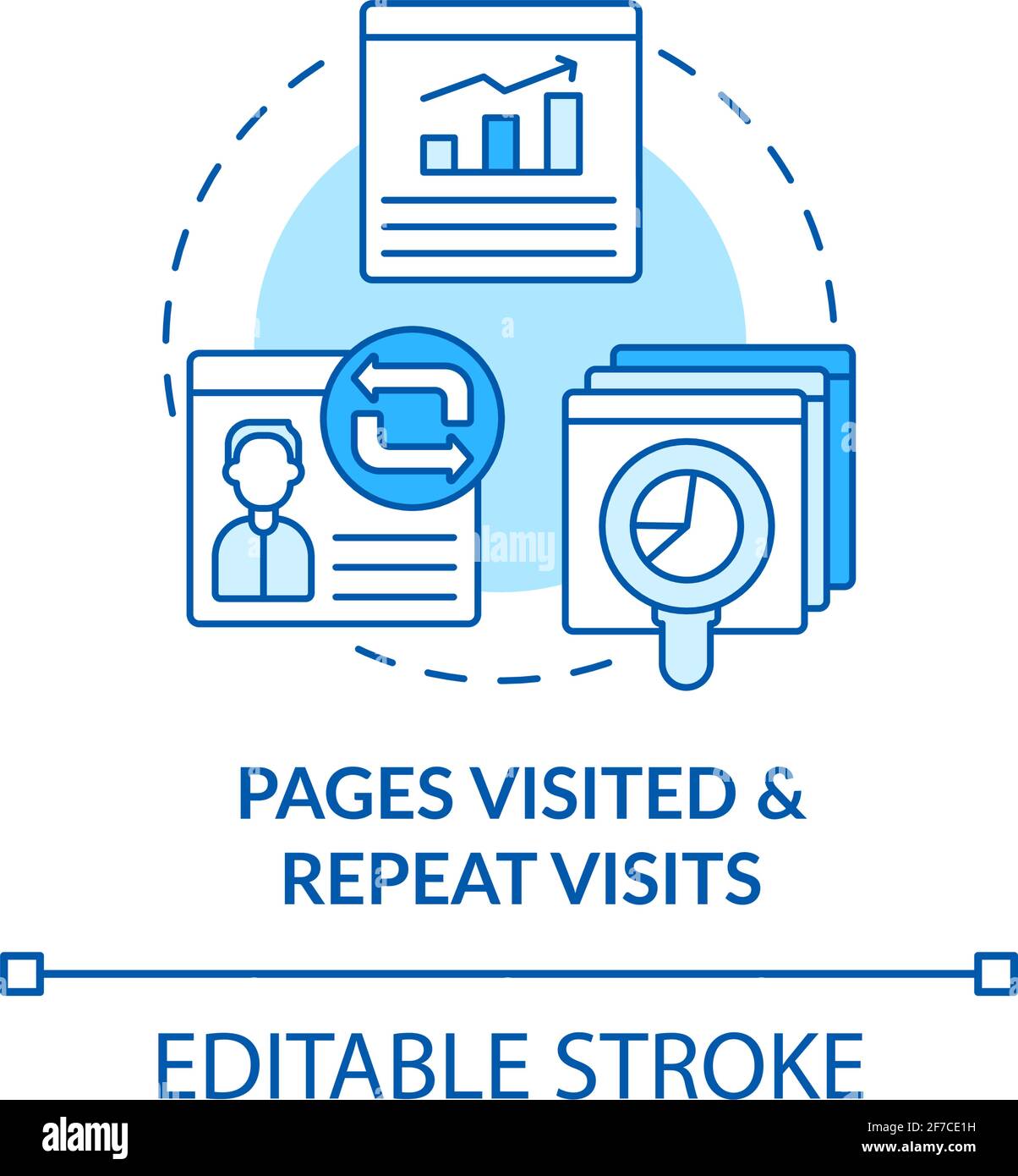 Page visited and repeated visit blue concept icon Stock Vector Image ...