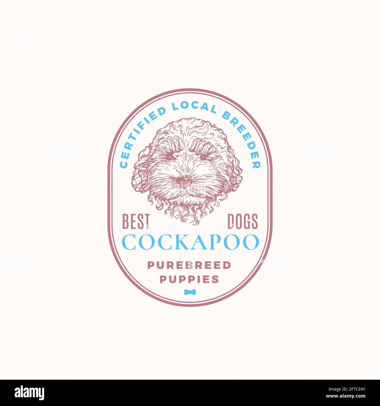 Certified Dog Breeder Frame Badge or Logo Template. Hand Drawn Cockapoo ...