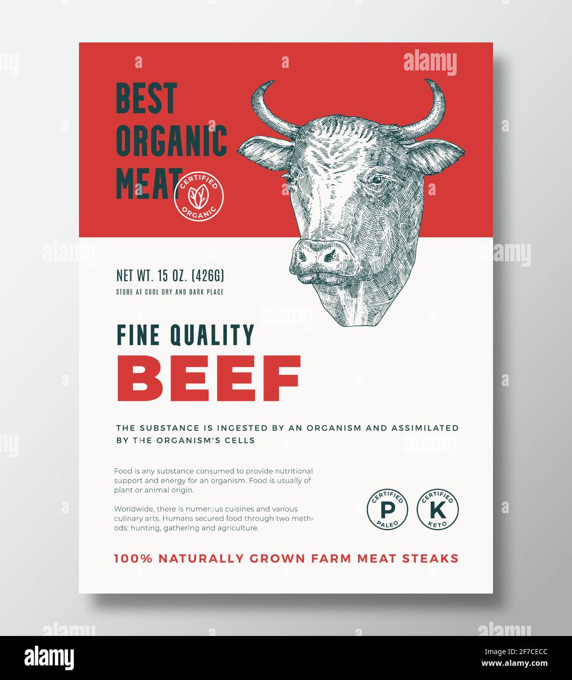 Best Organic Meat Abstract Vector Packaging Design or Label Template ...
