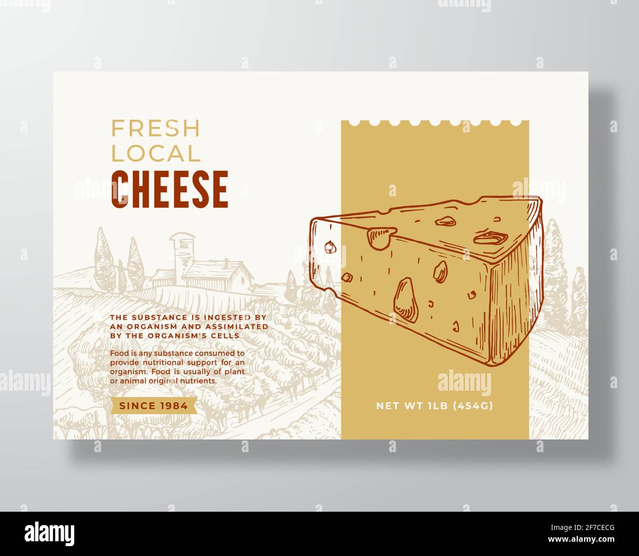 Fresh Cheese Food Label Template. Abstract Vector Packaging Design ...