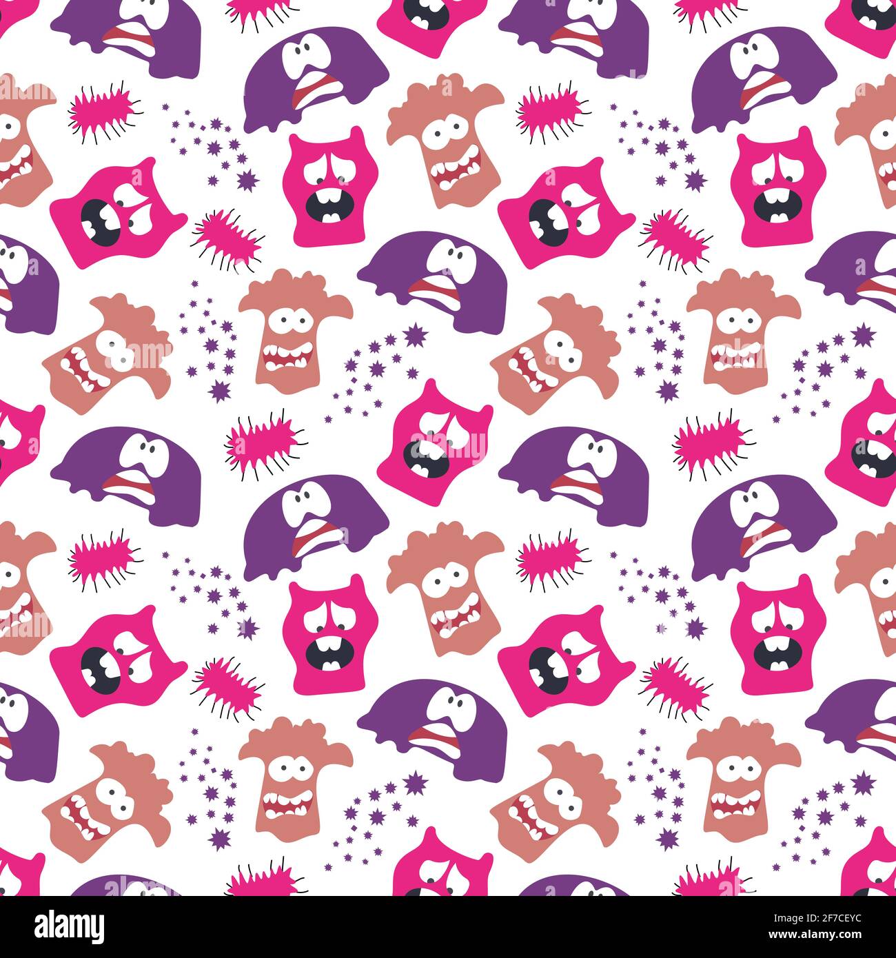 seamless pattern with monsters vector illustration Stock Vector Image ...