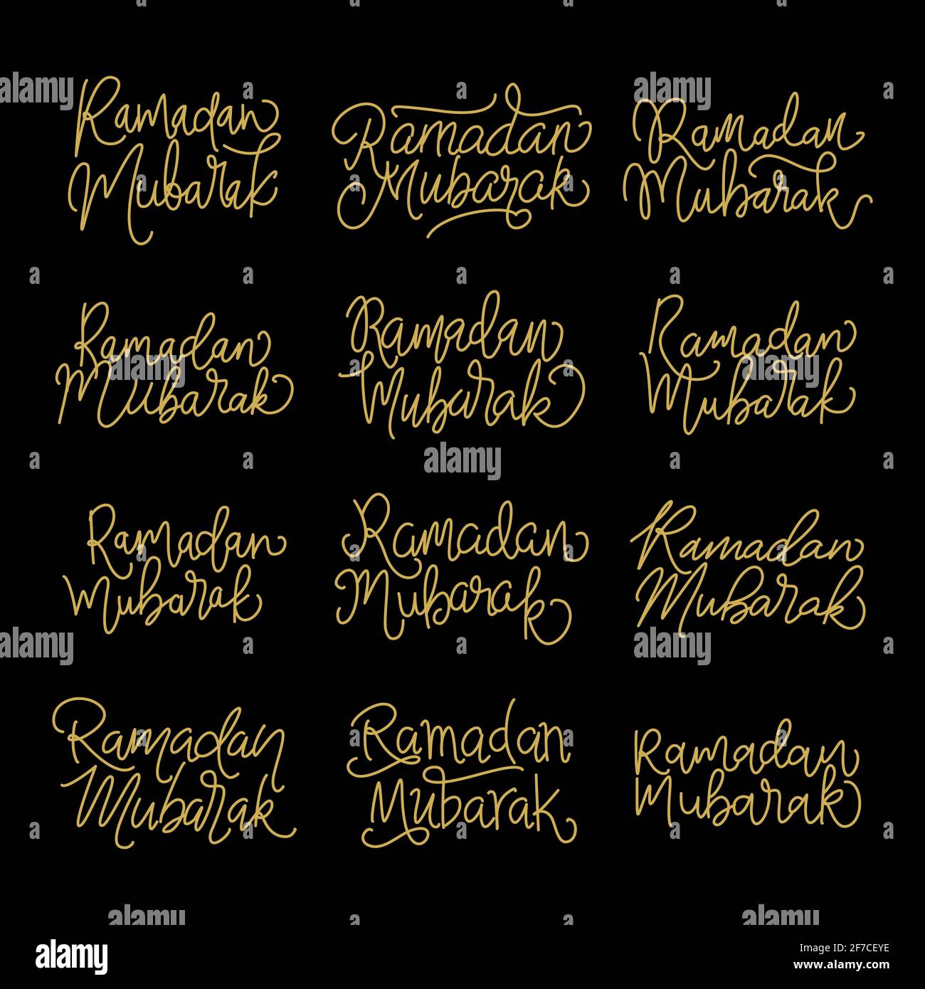 Set vector handwritten calligraphic inscriptions Ramadan Mubarak . line ...