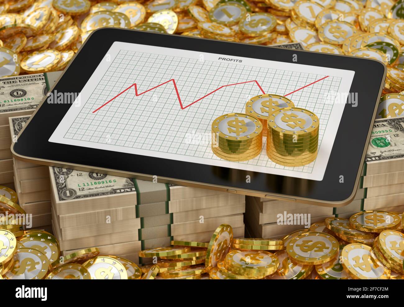 Generic Tablet displaying a Profit Chart - 3D Rendering Stock Photo - Alamy