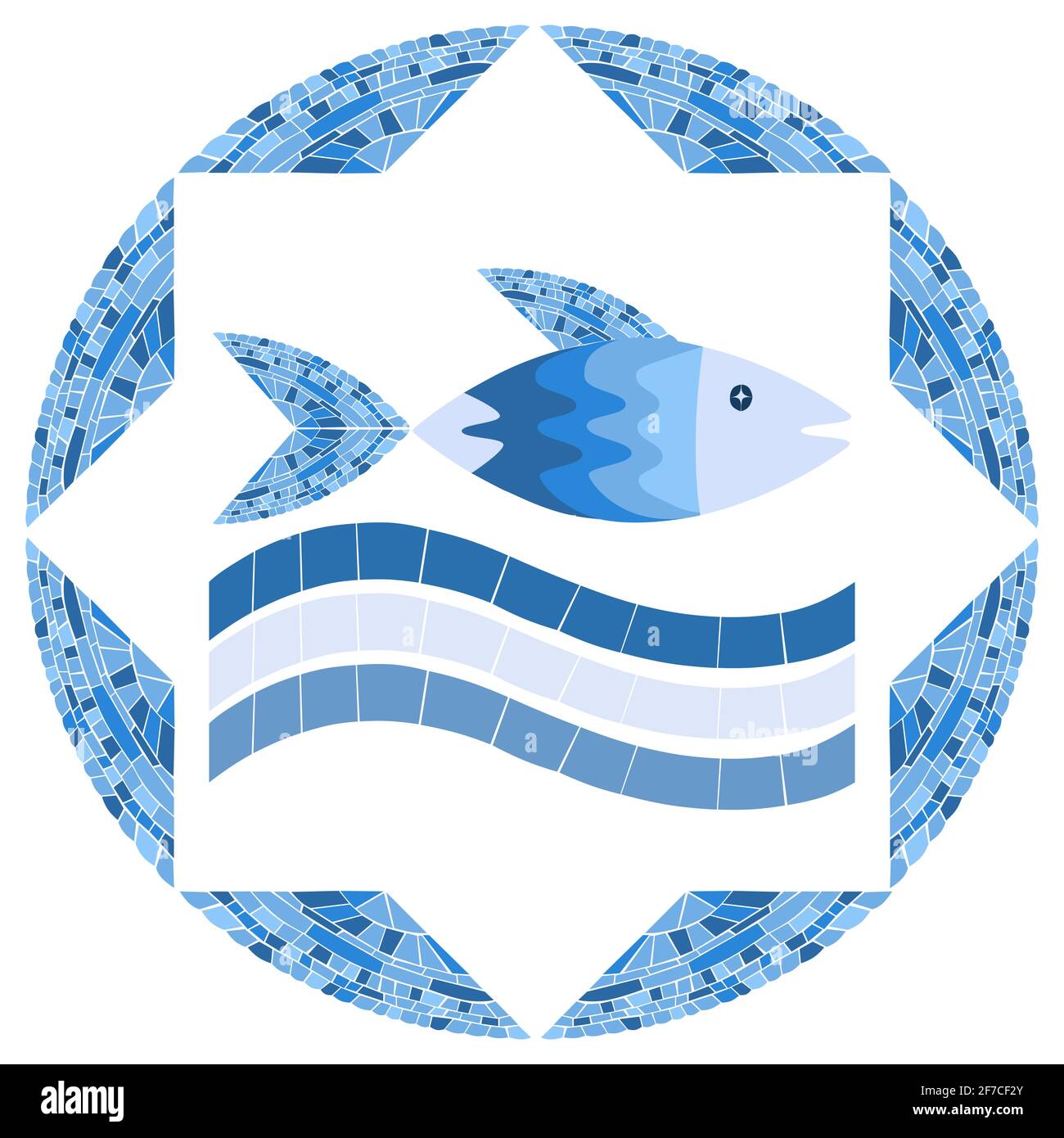 Mosaic Fish in Circle Frame. Vector illustration for swimming pool or ...