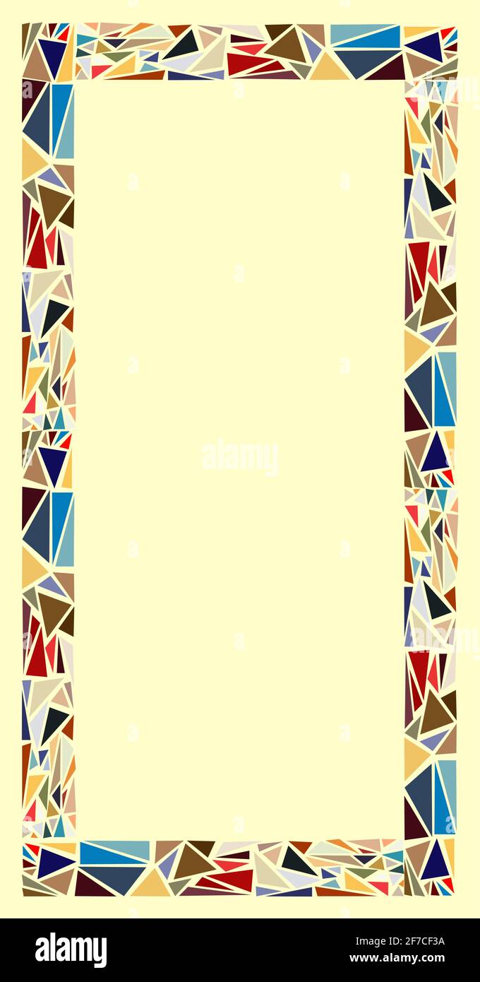 Mosaic vertical frame. Vector rectangle background. Template for border ...
