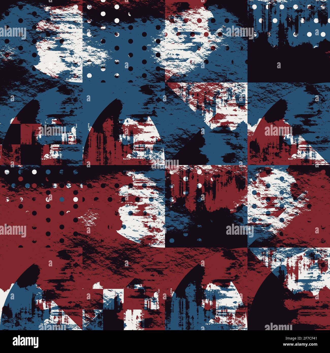 Seamless geo pattern in red blue black white Stock Photo - Alamy