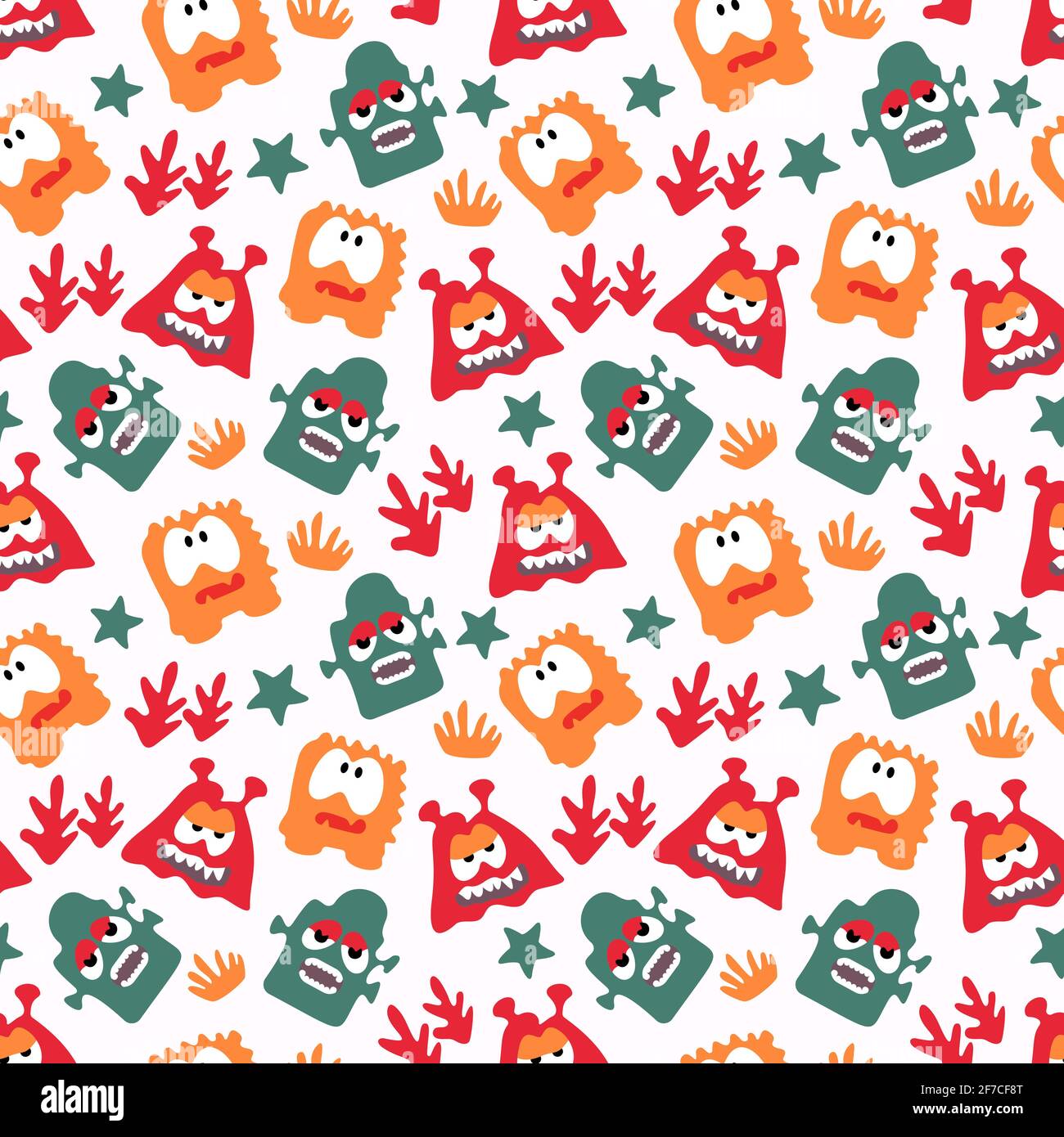 seamless pattern with monsters vector illustration Stock Vector Image ...