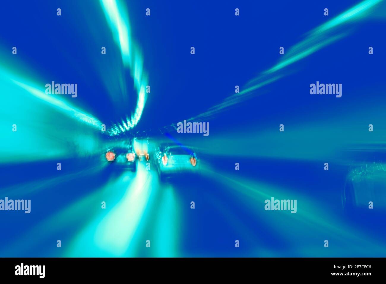 Abstract photo with zoom effect. Freeway and cars. Blurred. Toned. High ...