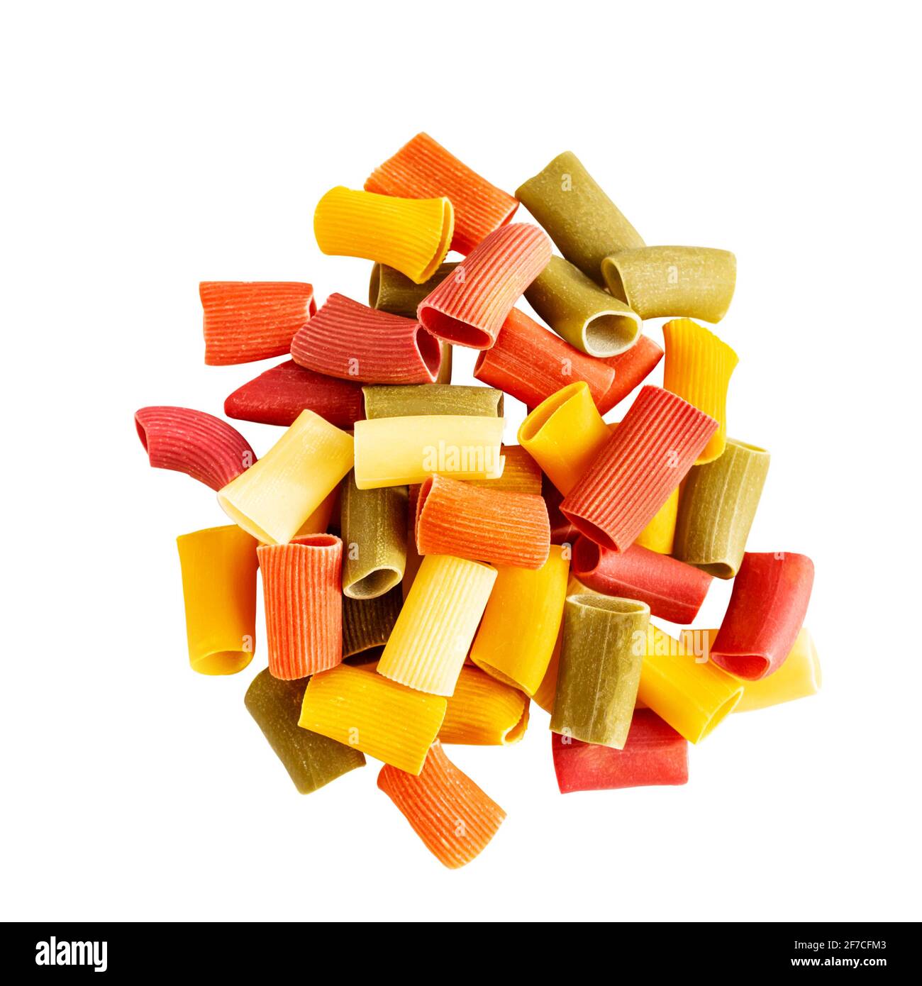 Assorted multicolored ones in rigatoni. Grocery food background ...