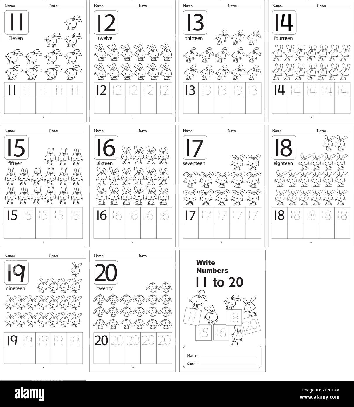 Numbers 11 To 20 Numbers Writing Book Stock Photo Alamy
