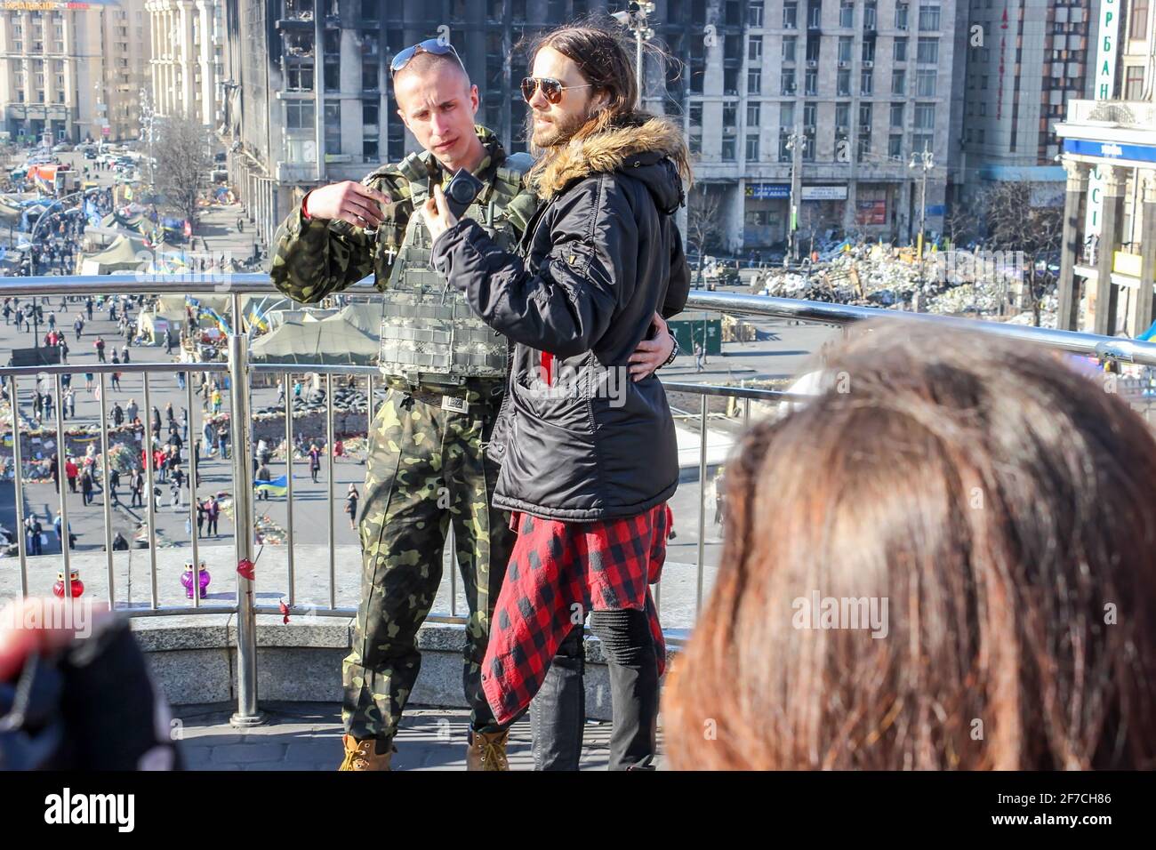 KIEV, UKRAINE - MARCH 13, 2014: Jared Leto is photographed with the ...