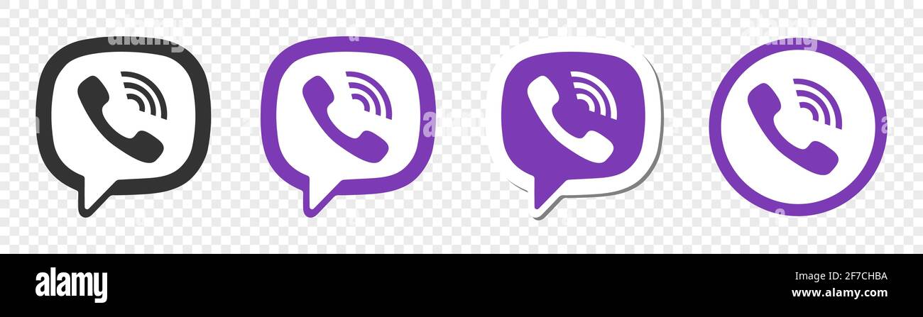 Viber flat icon set isolated on white background,. Vector illustration ...