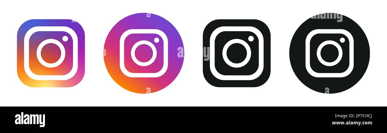 Instagram. Camera icons set. Vector illustration isolated on a white ...