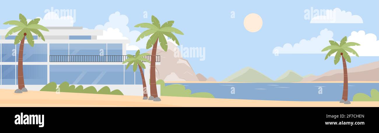 Sea view pool palm Stock Vector Images - Alamy