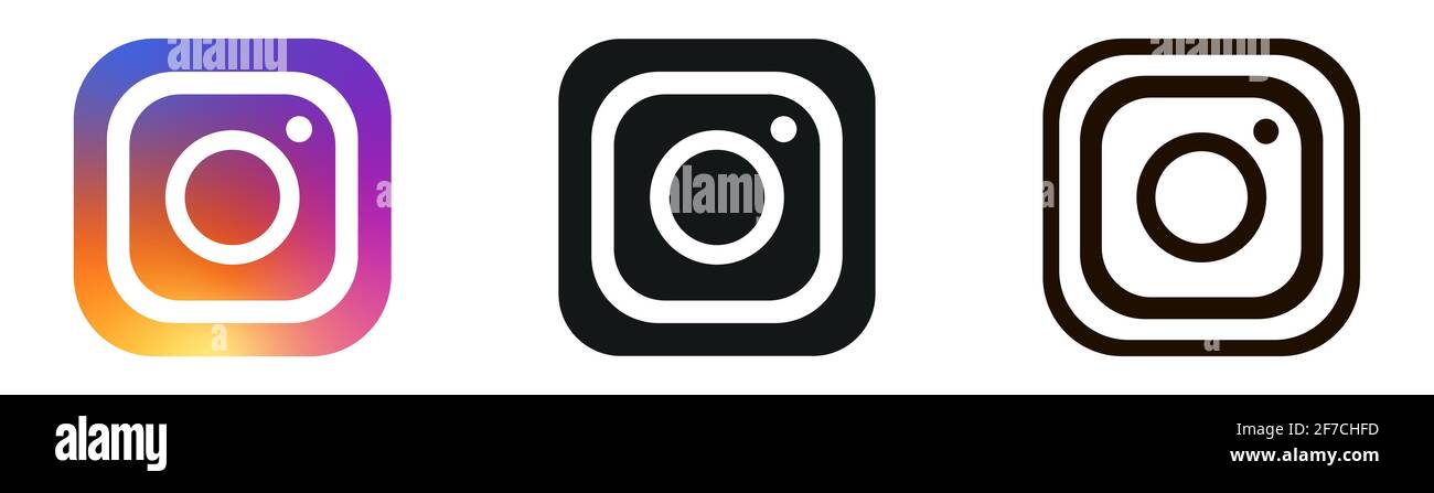 Instagram. Camera icons set. Vector illustration isolated on a white ...