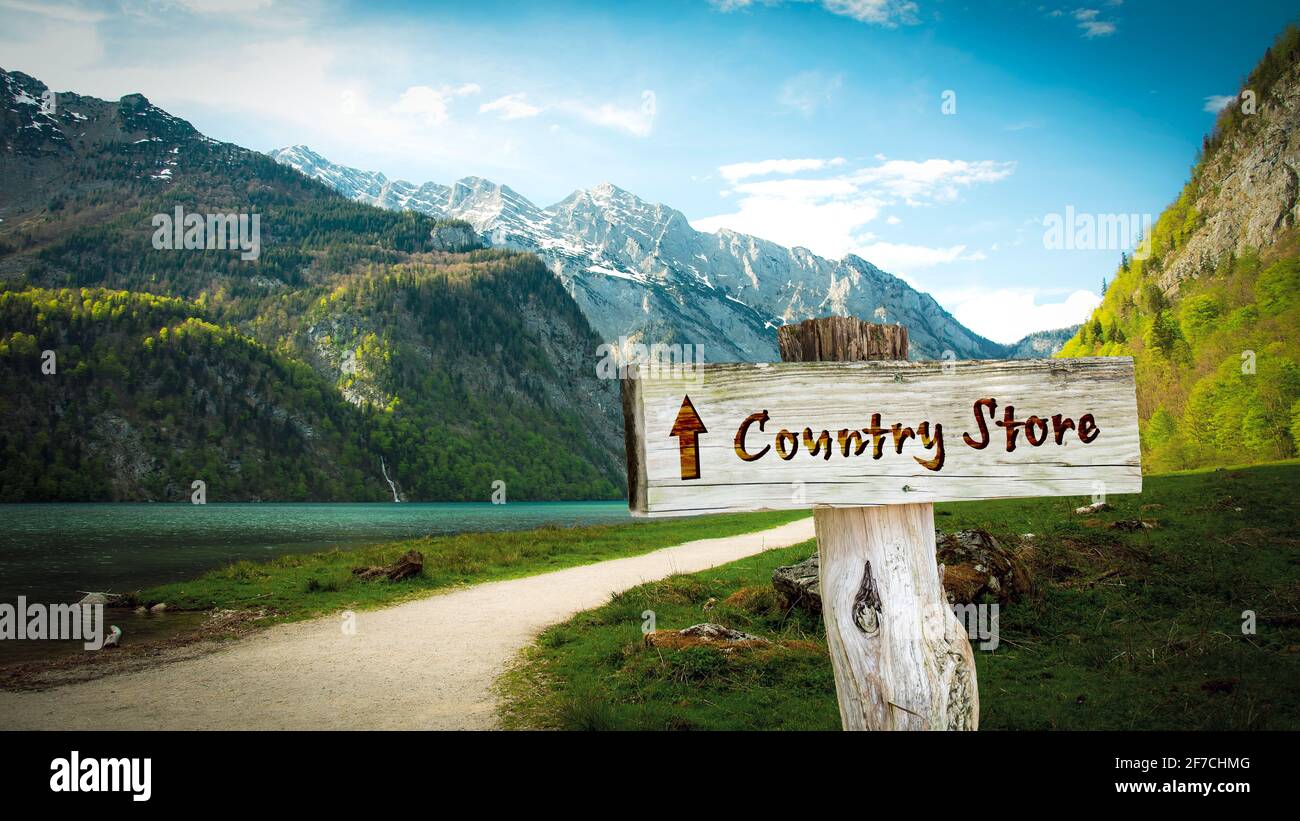 Street Sign the Direction Way to Country Store Stock Photo - Alamy