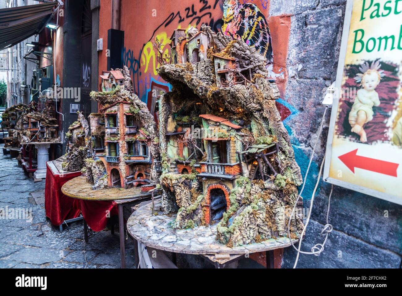 Naples, Italy - September 9, 2019: Nativity scene for sale (manger ...
