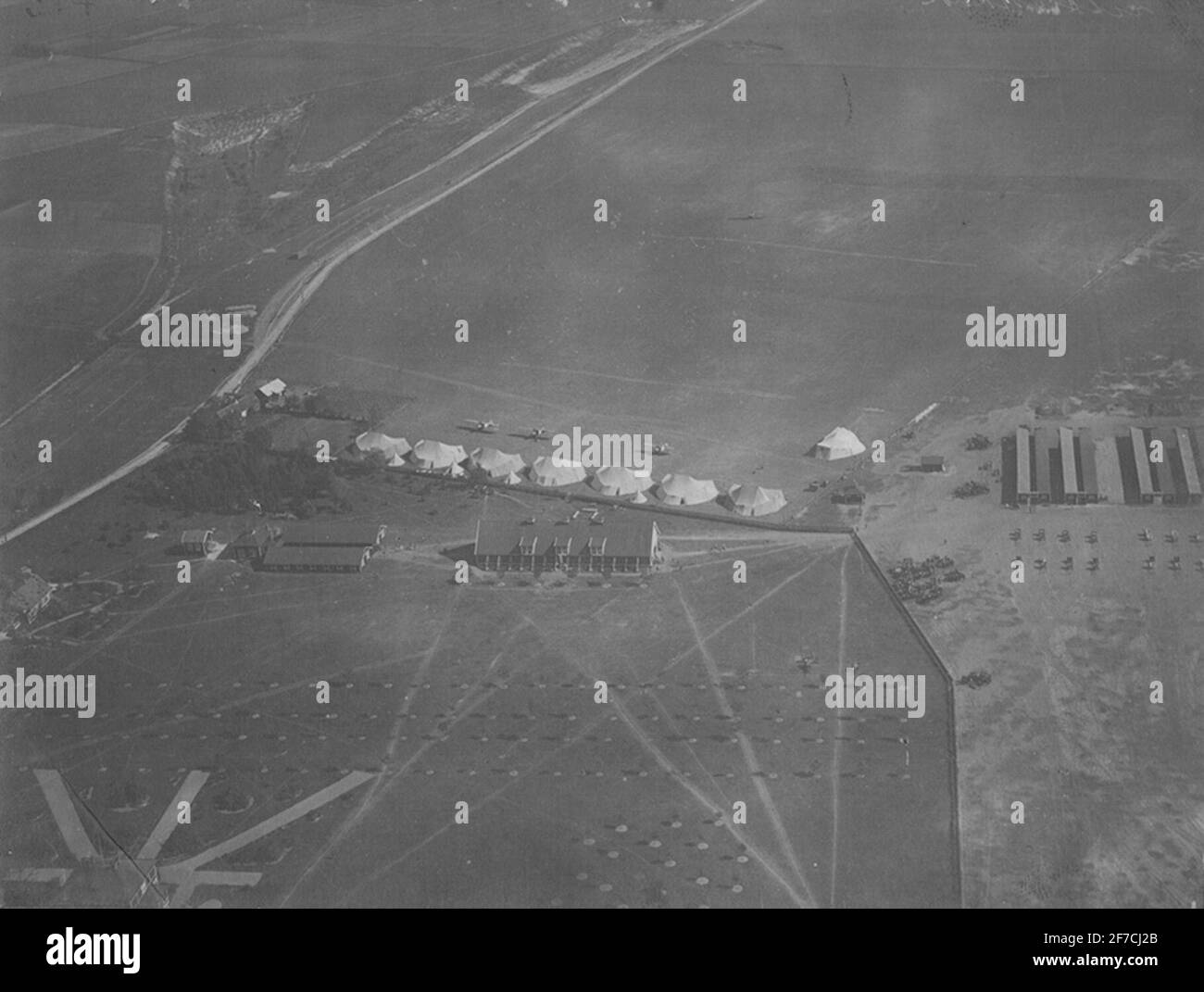 Aerial photography of Rinkaby airfield, 1920s. Tent and Tenthan aerial ...
