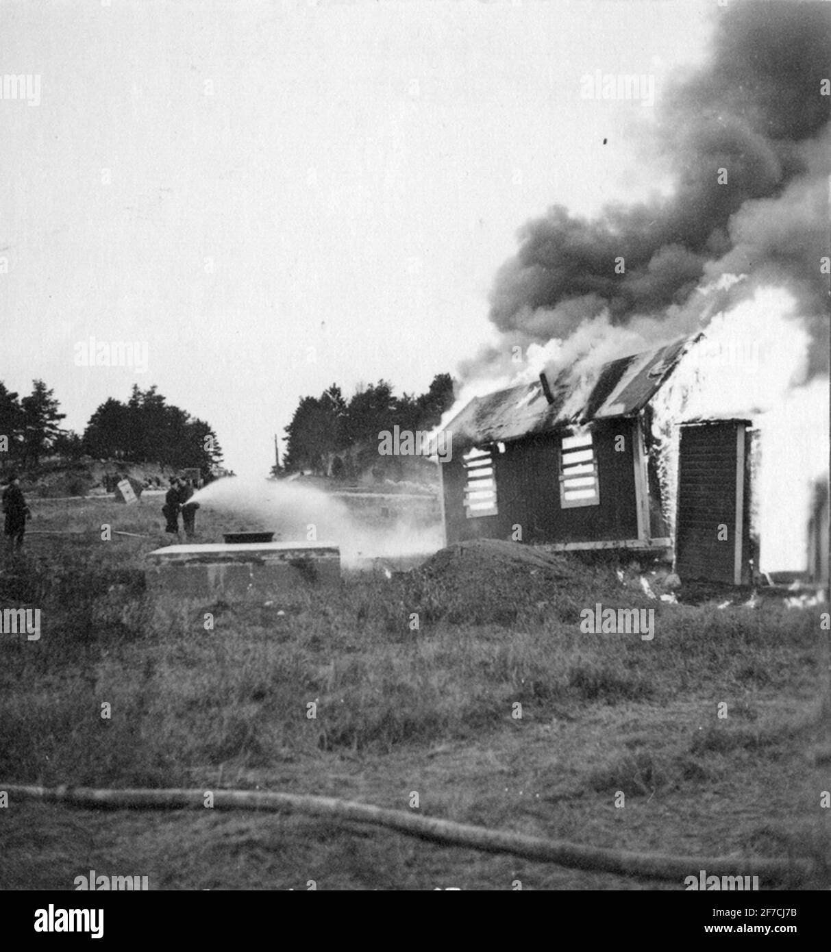 Fire extinguishing exercise Black and White Stock Photos & Images - Alamy