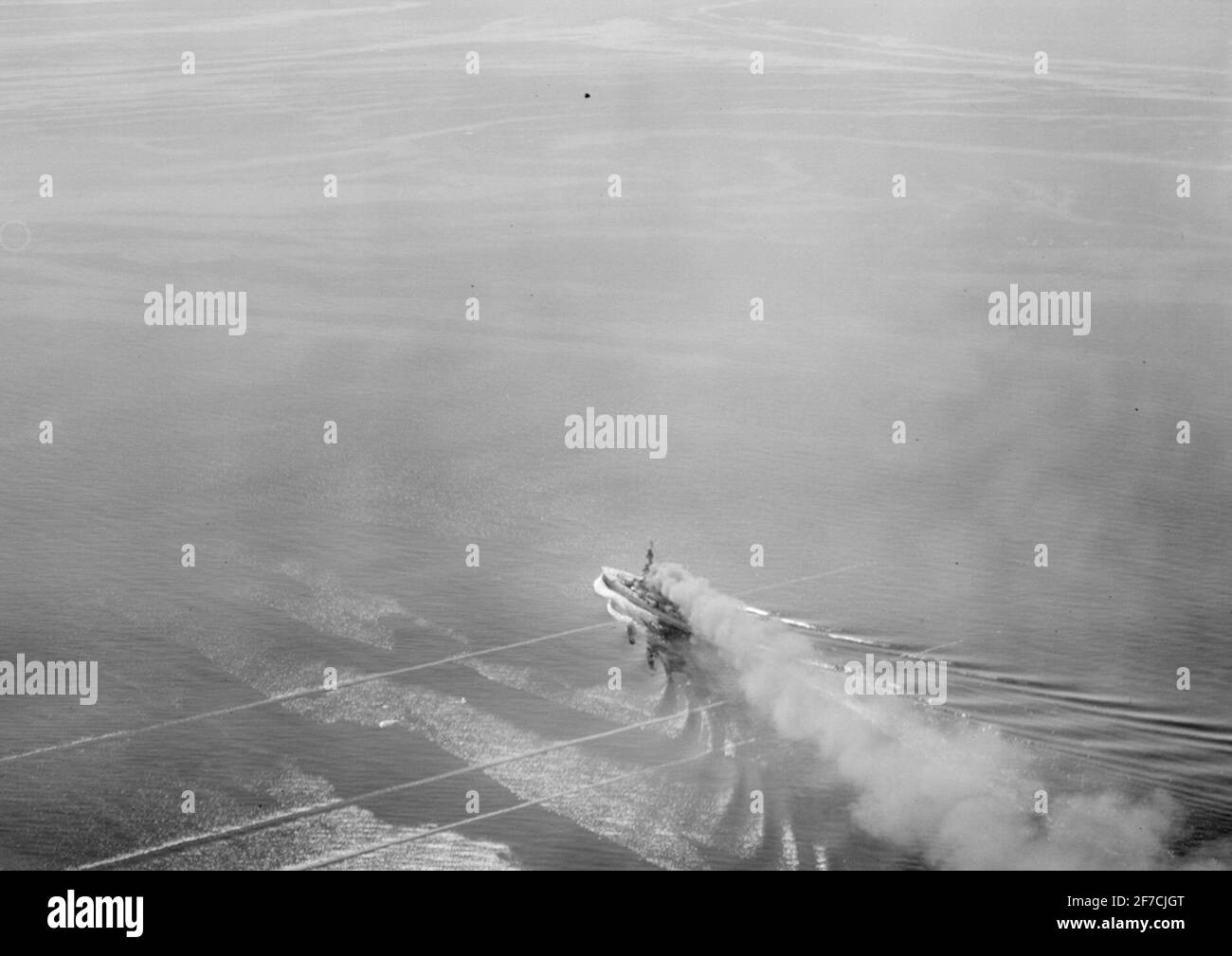 Torpedo and torpedo paths in the water, 1933 Exercise of torpedo ...