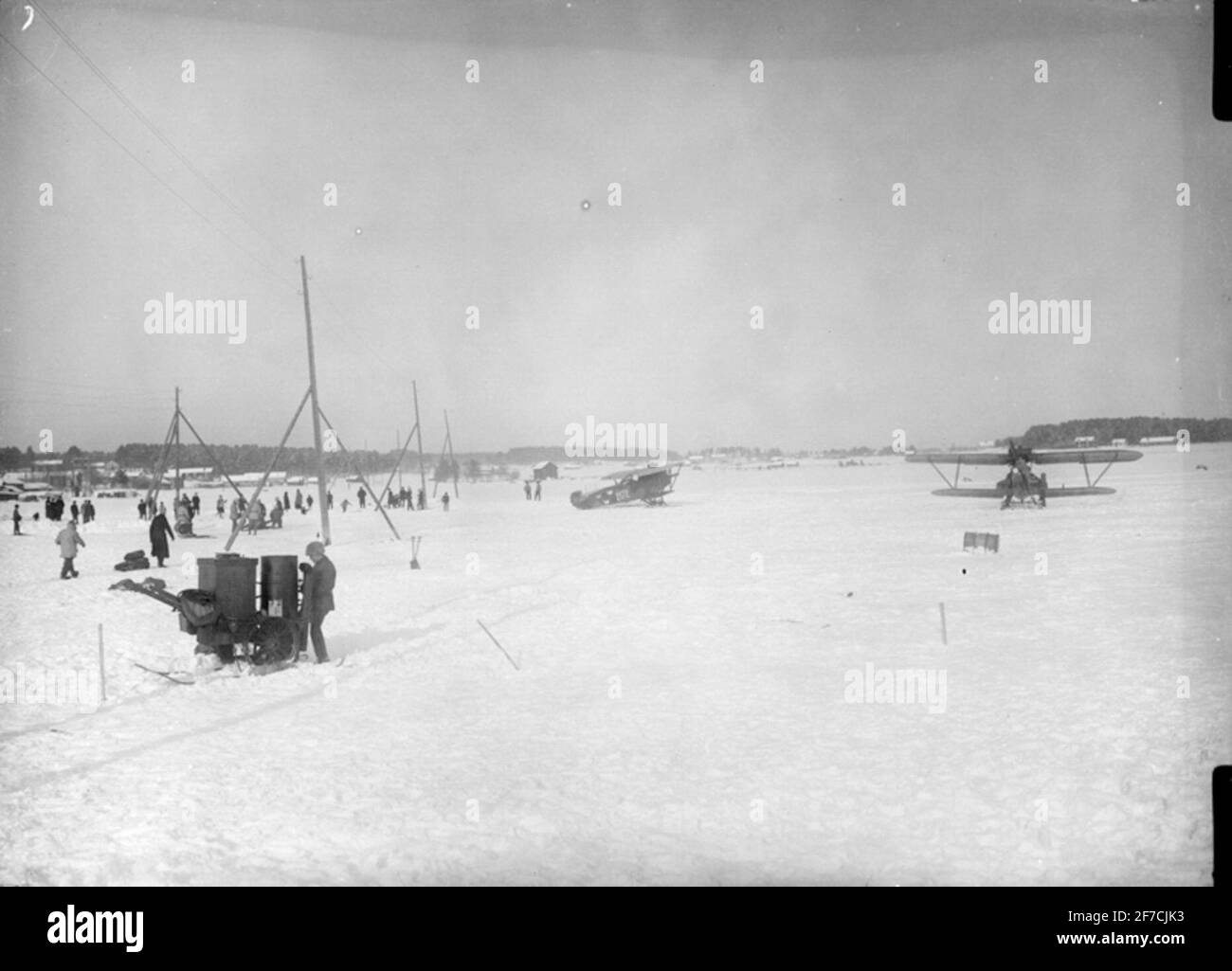 The airport in Piteå airport in Piteå, winter time. People in work on ...