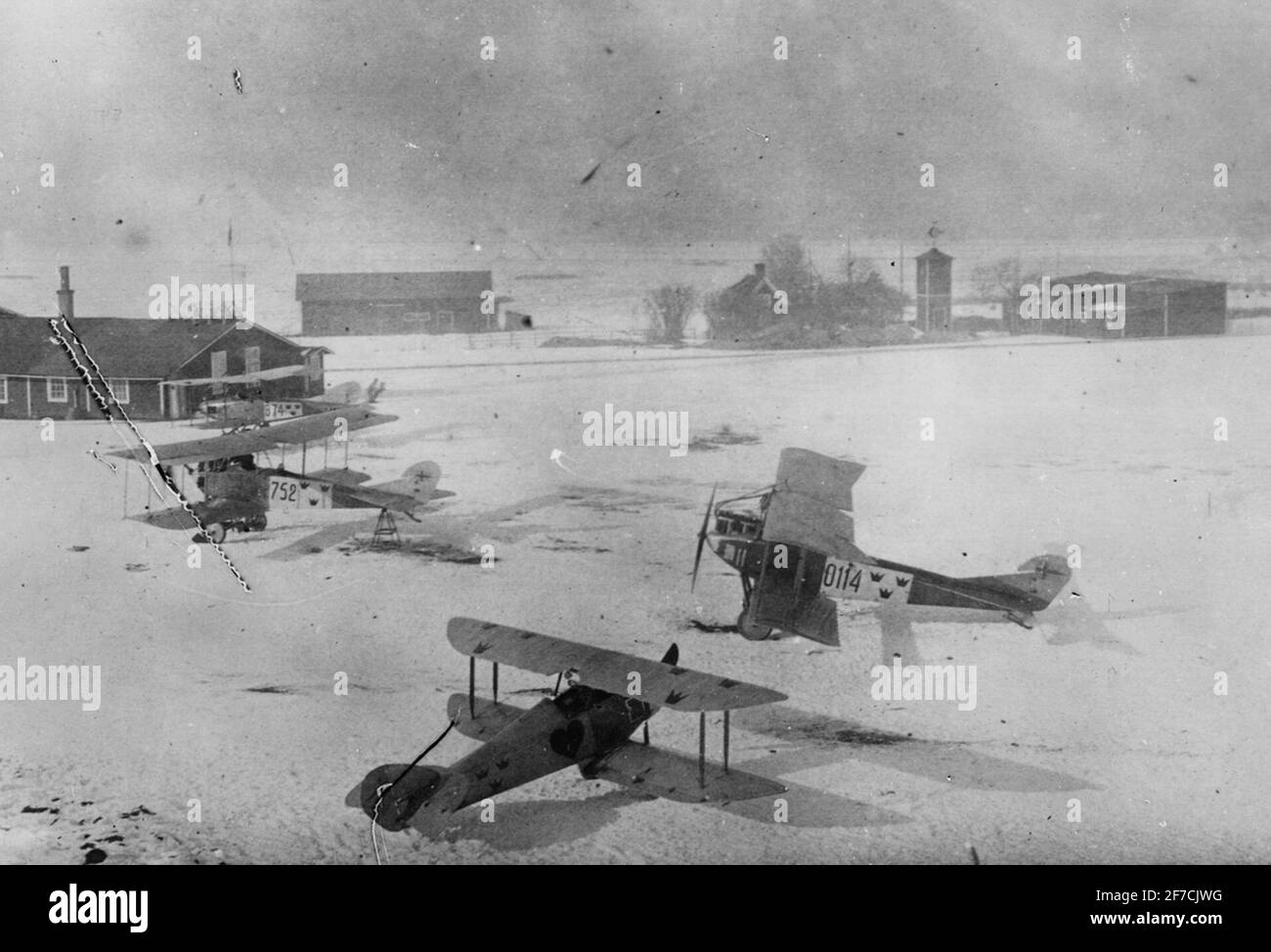Three Albatros B IIa and the thumbsite of an airfield, winter, 1920s ...