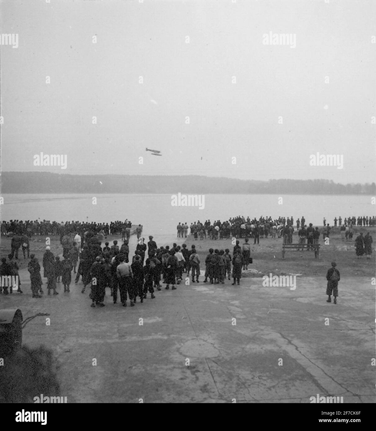 School children visiting F 2, 1939 Aviation show in connection with ...