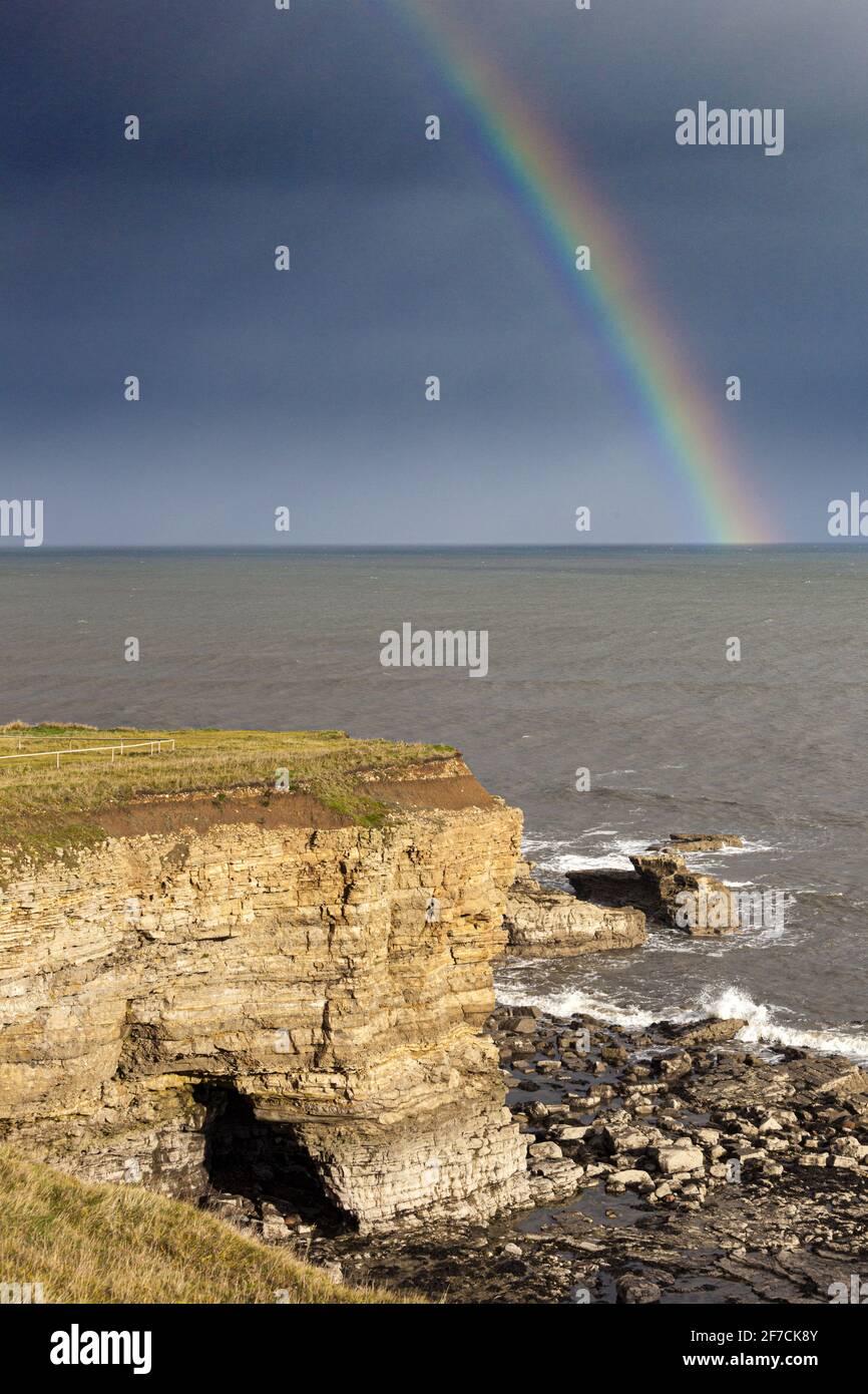 A rainbow over the North Sea viewed from Souter Lighthouse, Whitburn ...