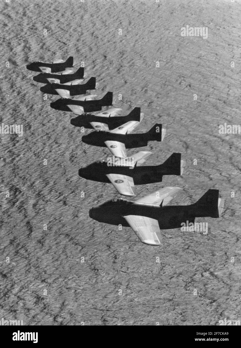 Aircraft Saab 29 The barrel in formation. Eight aircraft. Aircraft Saab ...