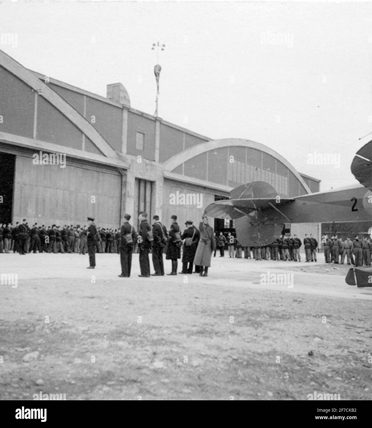 Fire exercise F 2, 1939 Soldiers set for fire exercise at Hangar on F 2 ...