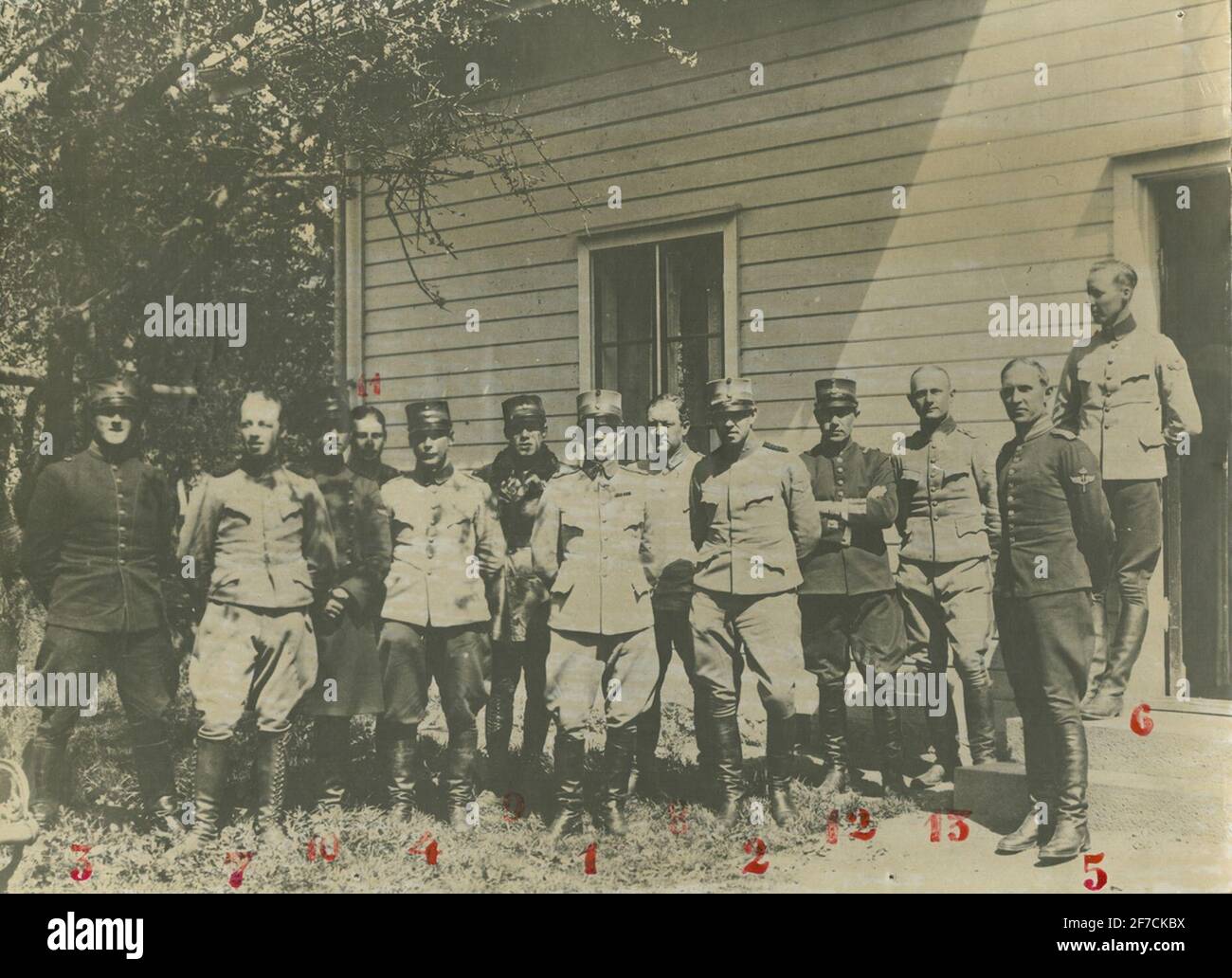 Group portrait of military. Inspection of the hunting school at ...