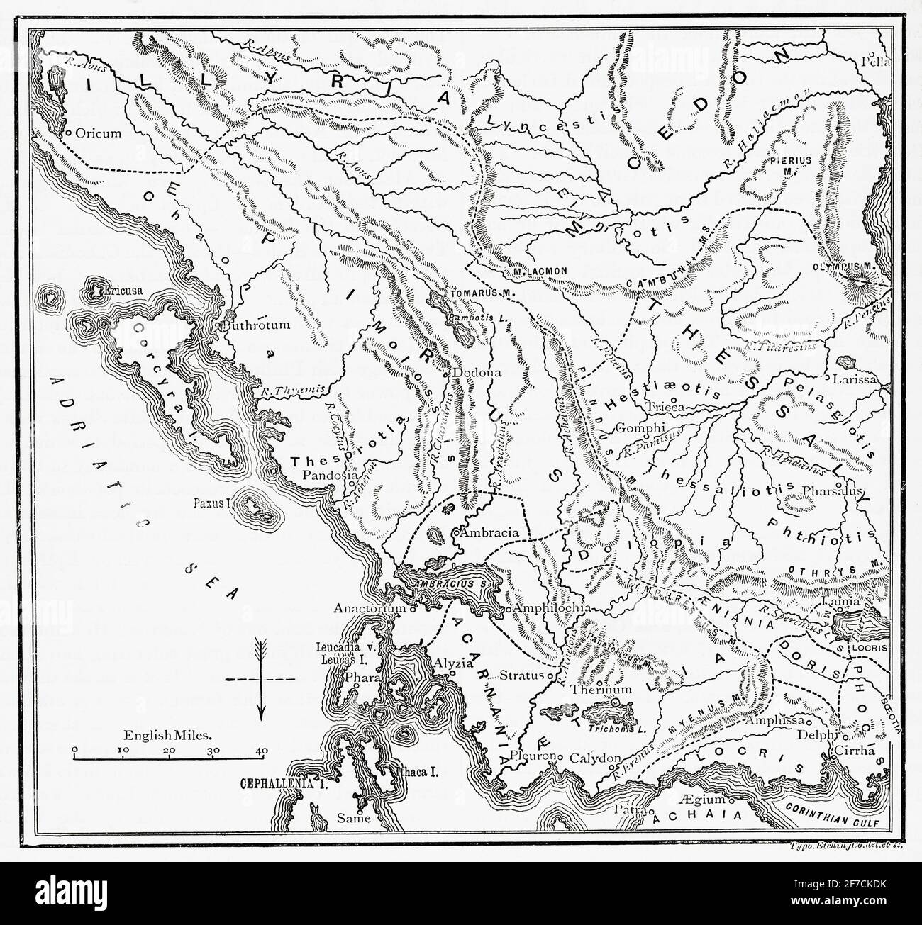 Map of Epirus and western Greece, 295 BC. From Cassell's Universal ...