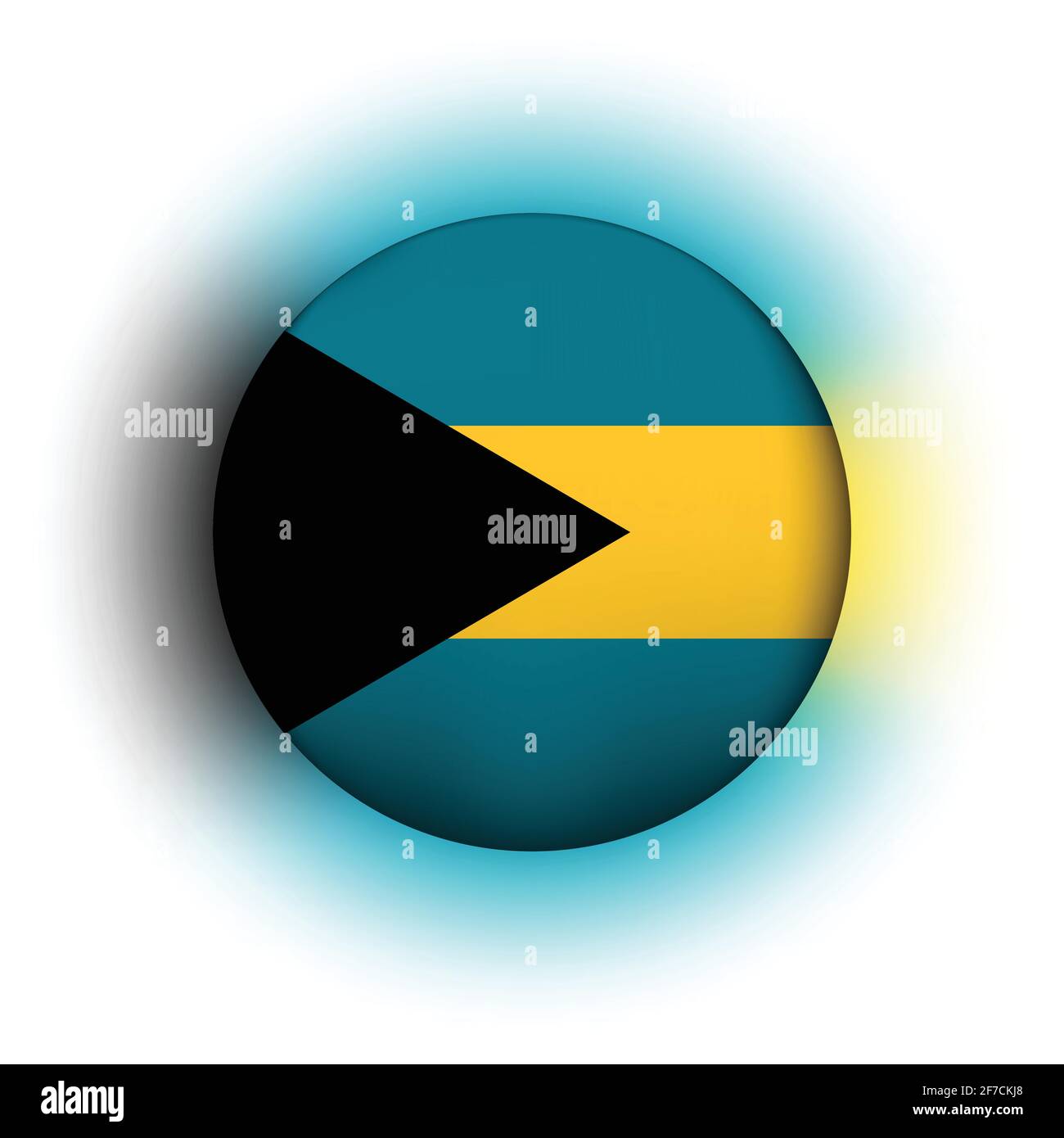 Glass light ball with flag of Bahamas. Round sphere, template icon ...