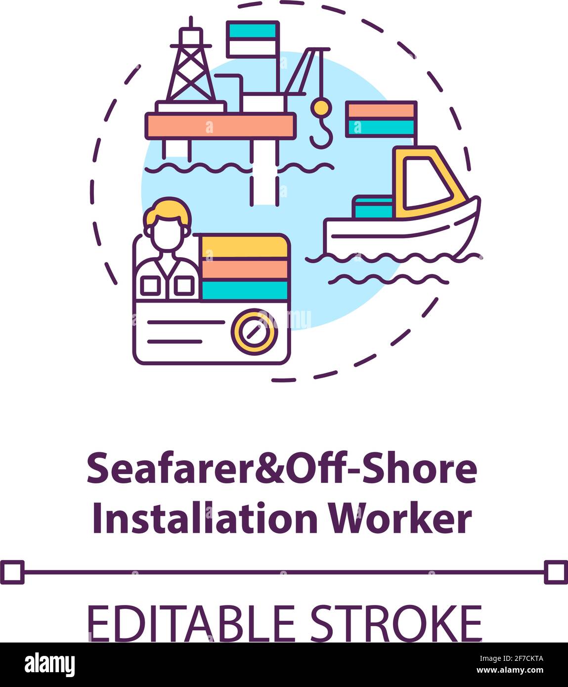 Seafarer and offshore installation worker concept icon Stock Vector ...