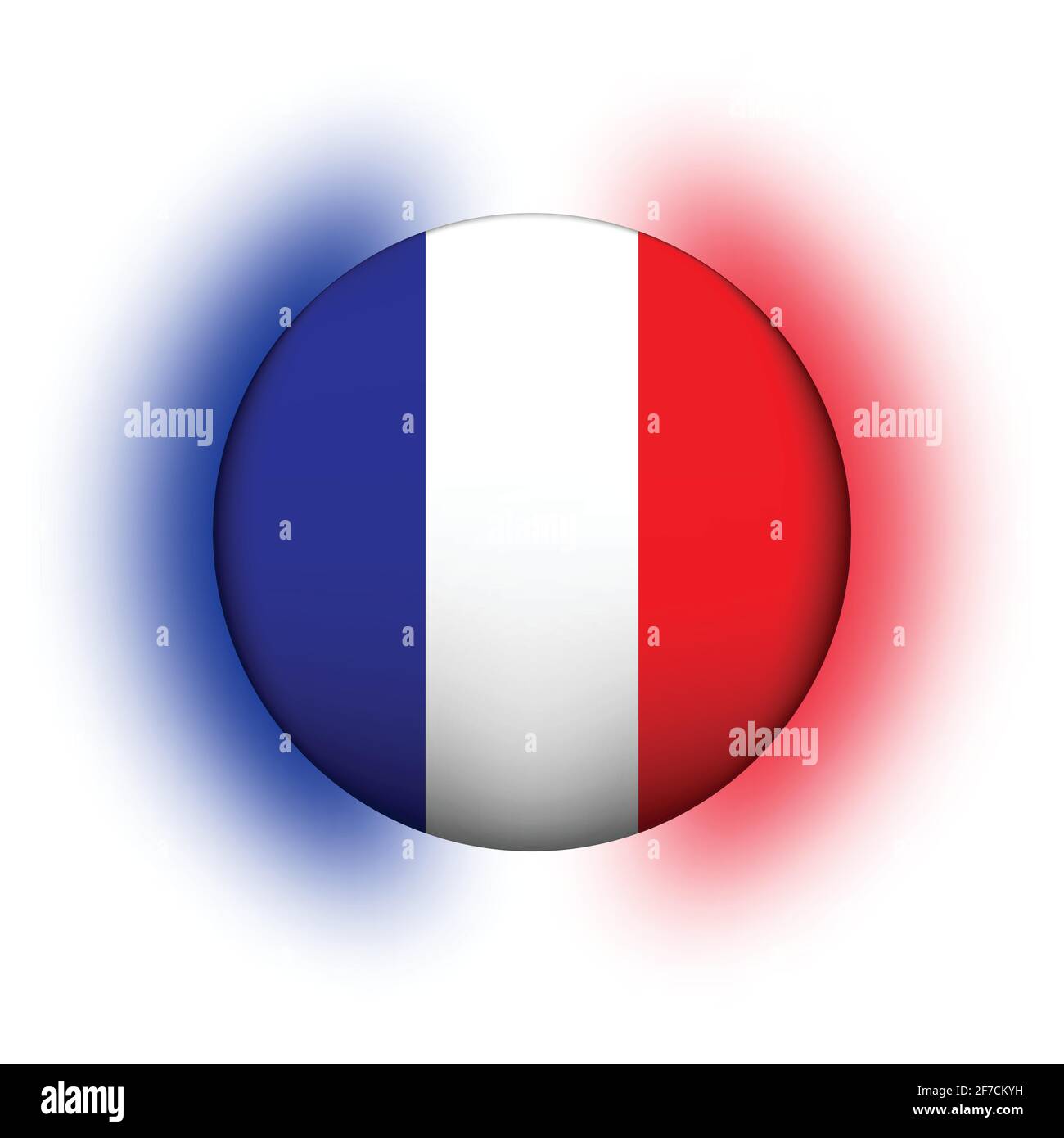 Glass light ball with flag of France. Round sphere, template icon ...