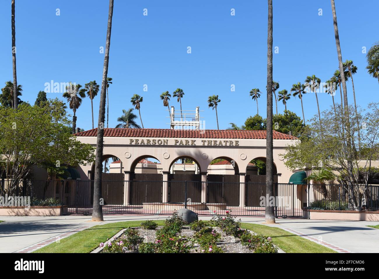 ANAHEIM, CALIFORNIA - 31 MAR 2021: Main Entrance to Pearson Park ...