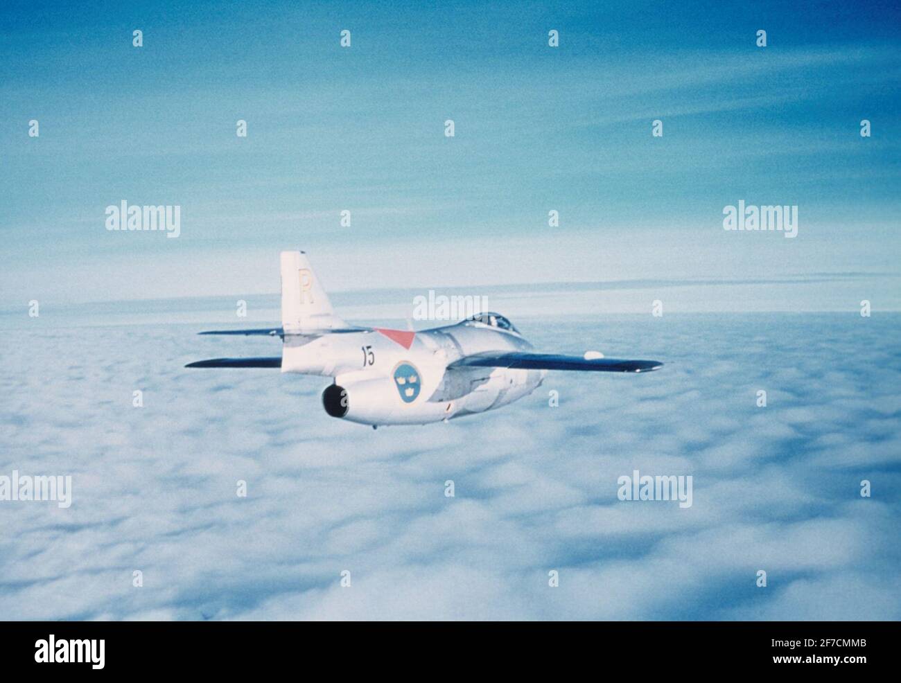Aircraft J 29 In the air, about 1965 . Exercise label J 29 belonging to ...