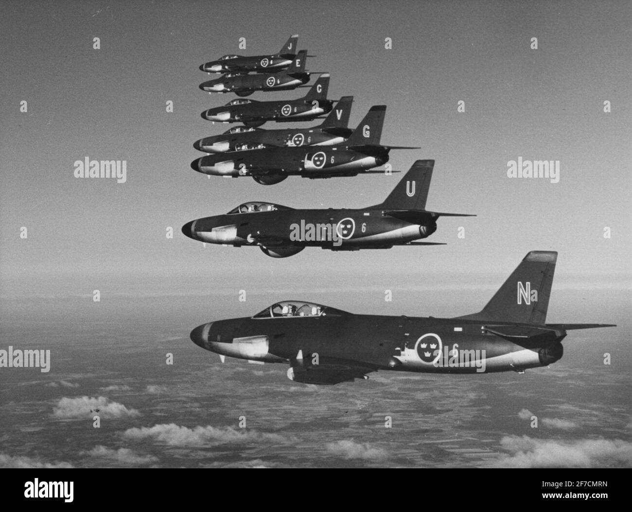 Seven Pieces A 32 Lance in the air Aerial image of seven aircraft A 32 ...